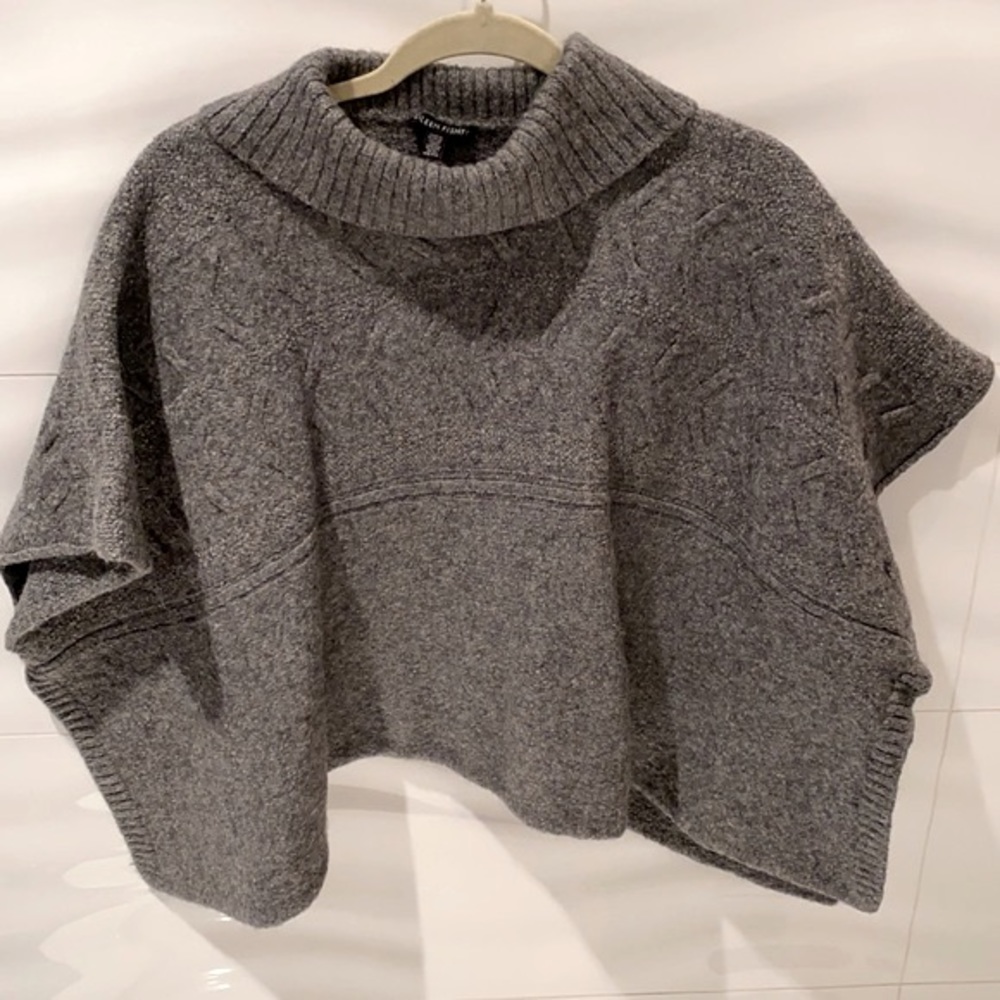 Eileen Fisher Sweater Open Side Poncho Turtleneck - Gem